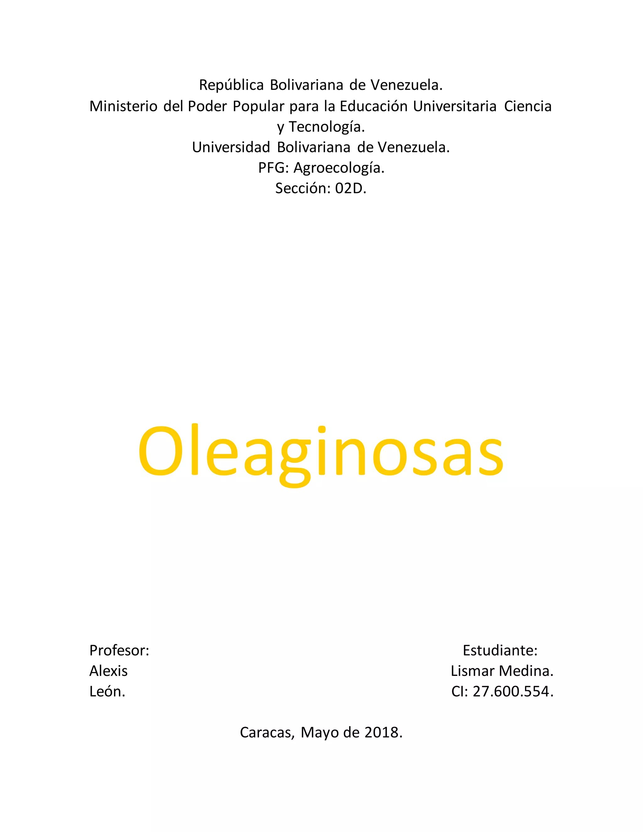 ¿Qué son las oleaginosas y para que nos sirven? | DOCX