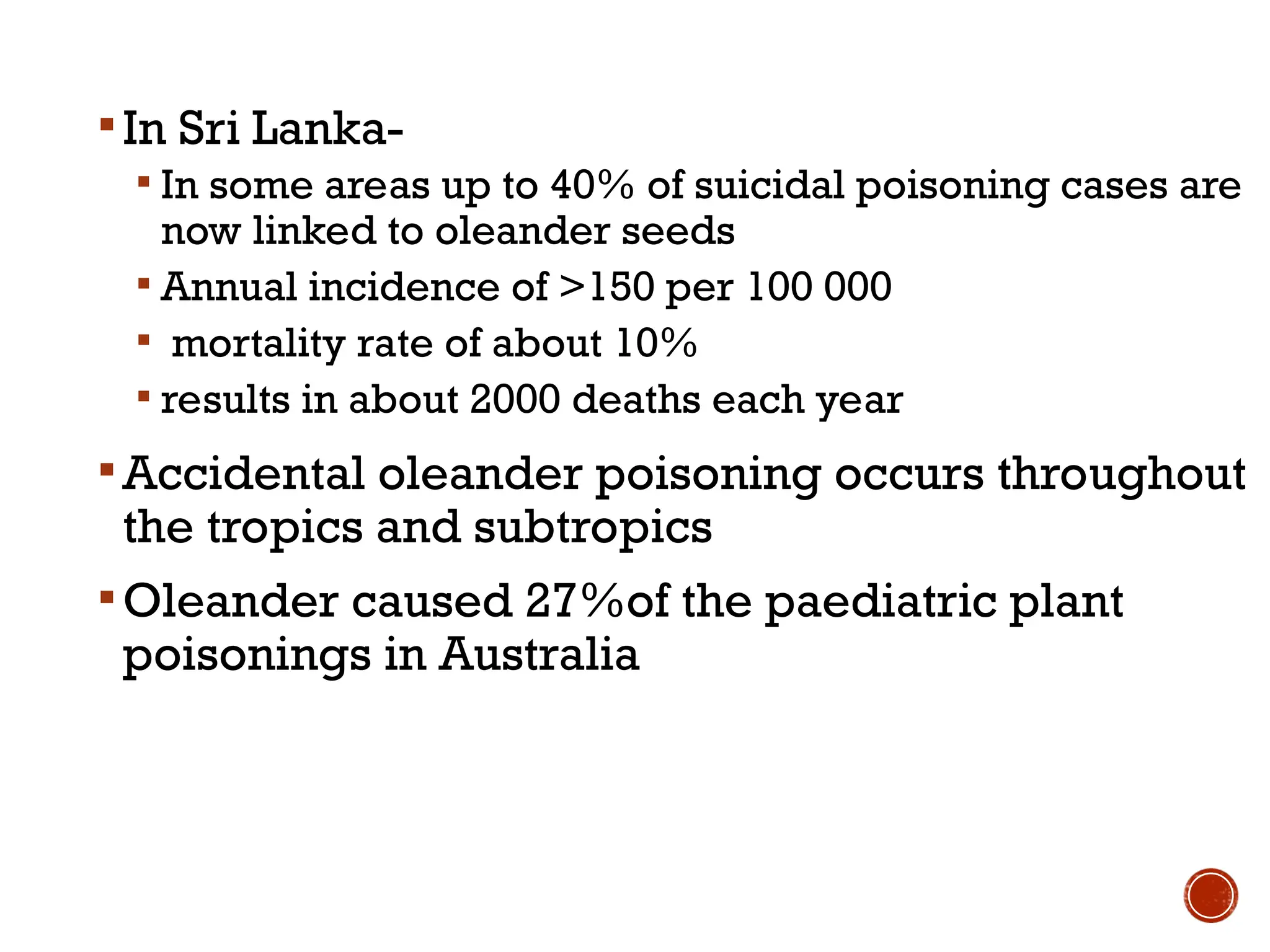 Oleander poisoning- clinical features & management of suicidal ...