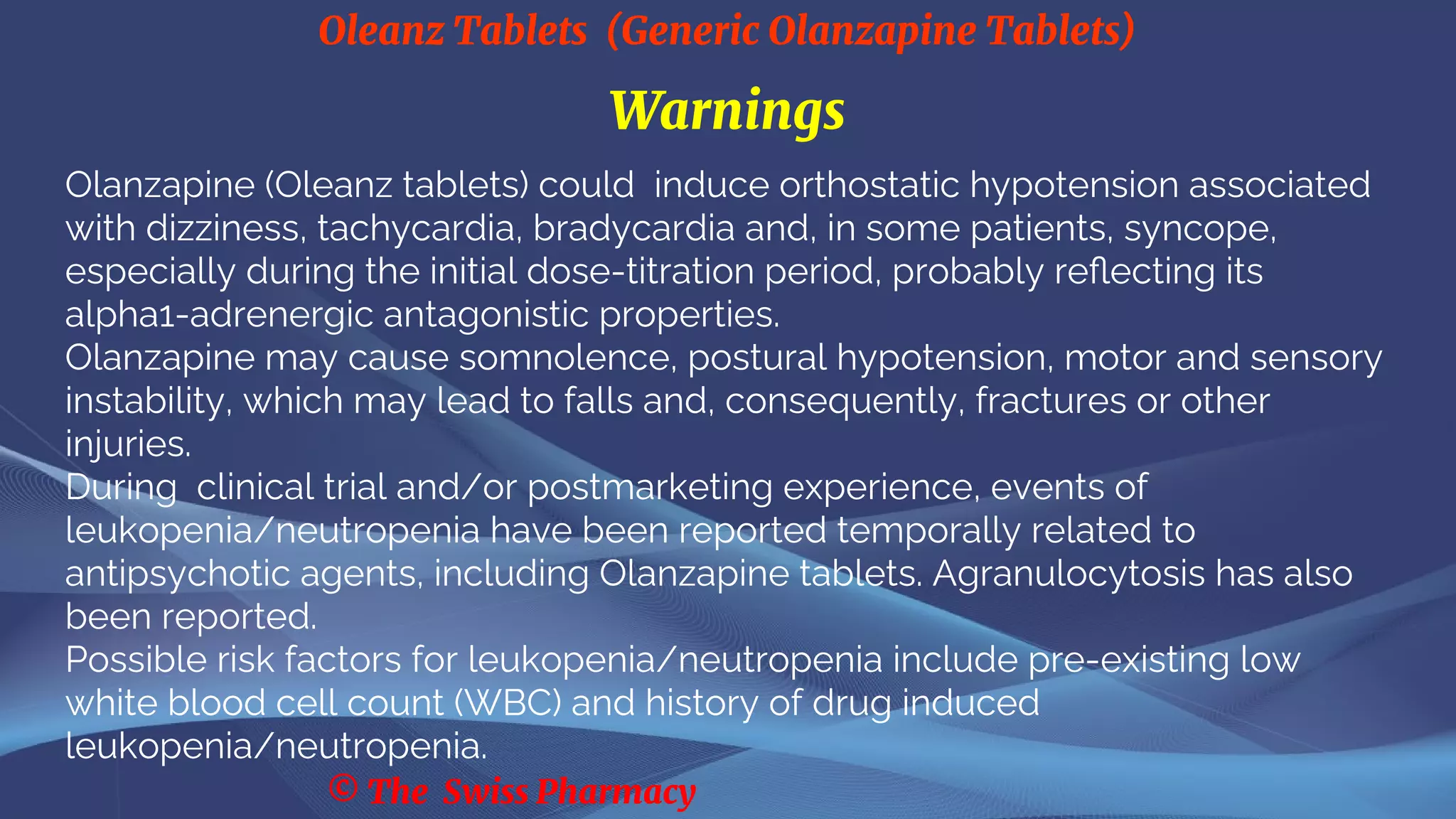 Oleanz Tablets (Generic Olanzapine Tablets) | PDF