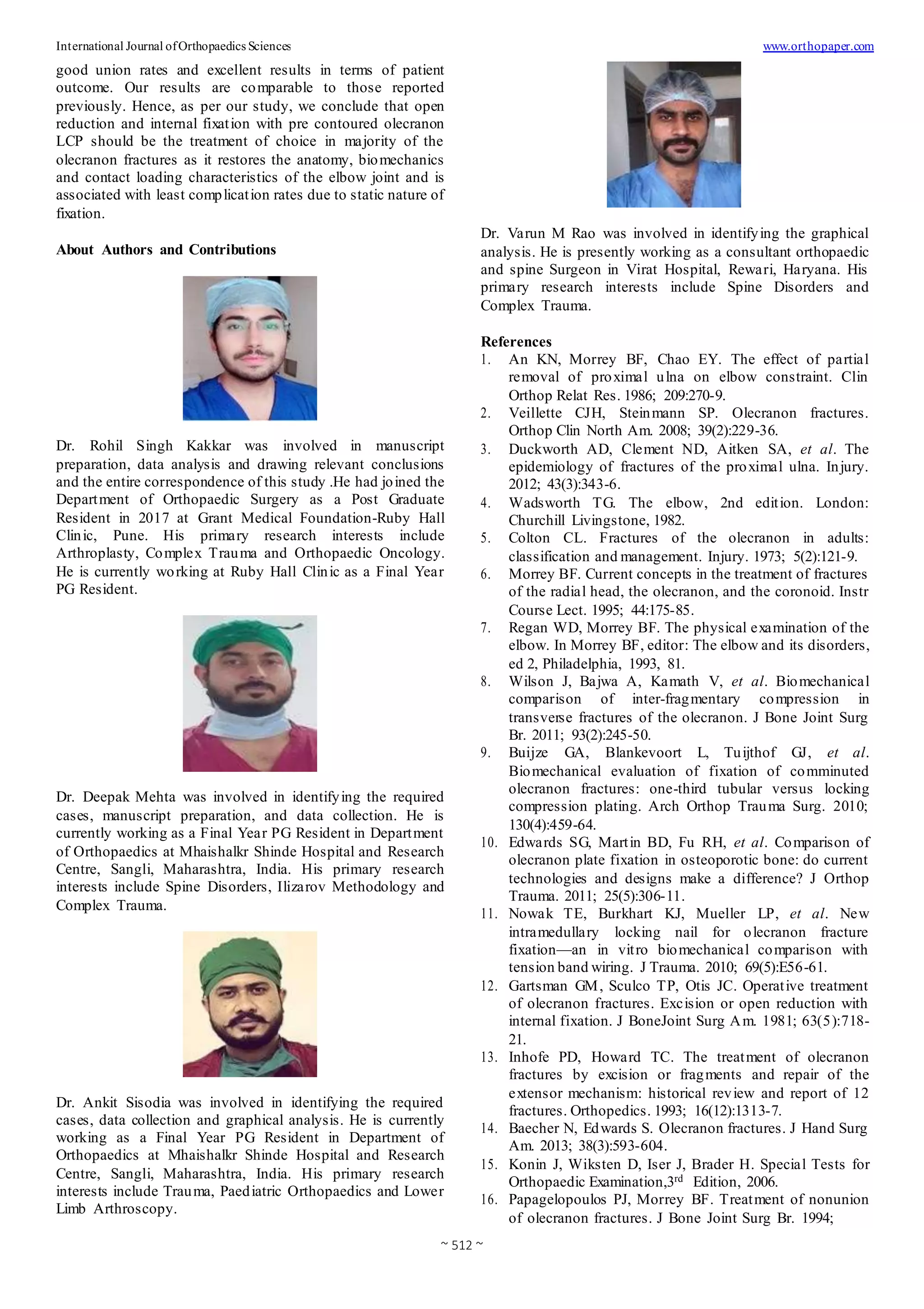 Elbow Joint - Olecranon fracture | DOCX