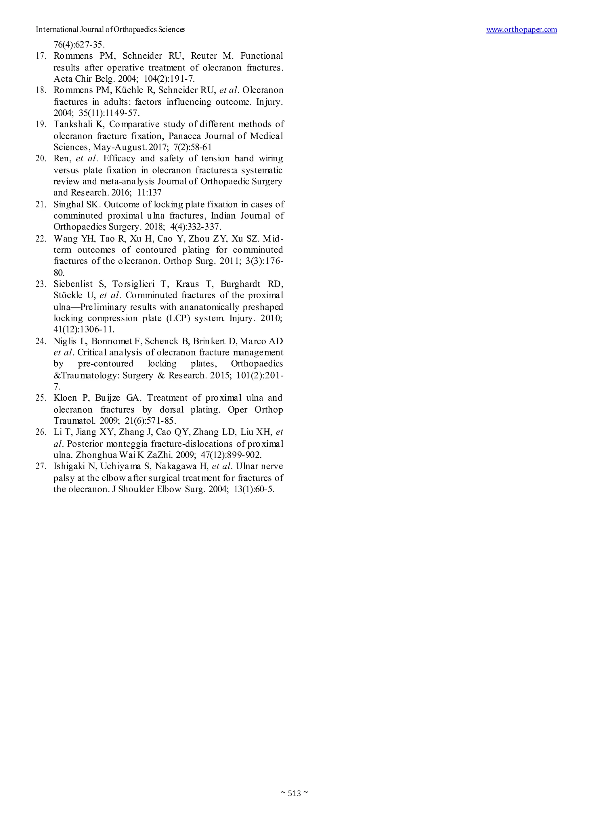 Elbow Joint - Olecranon fracture | DOCX