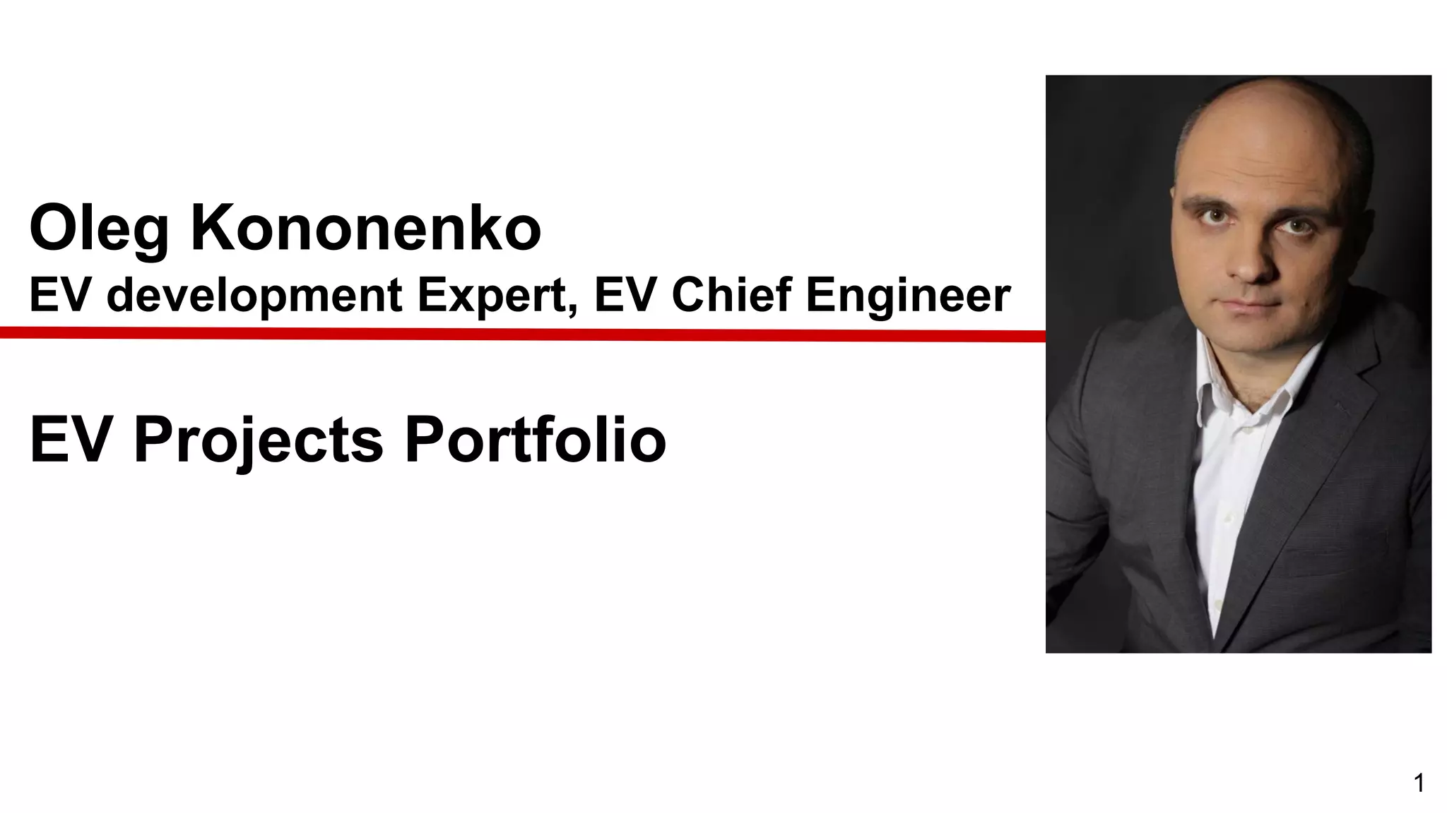 EV Projects Portfolio by Oleg Kononenko | PDF