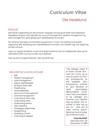 Ole hedelund cv 2015 | PDF