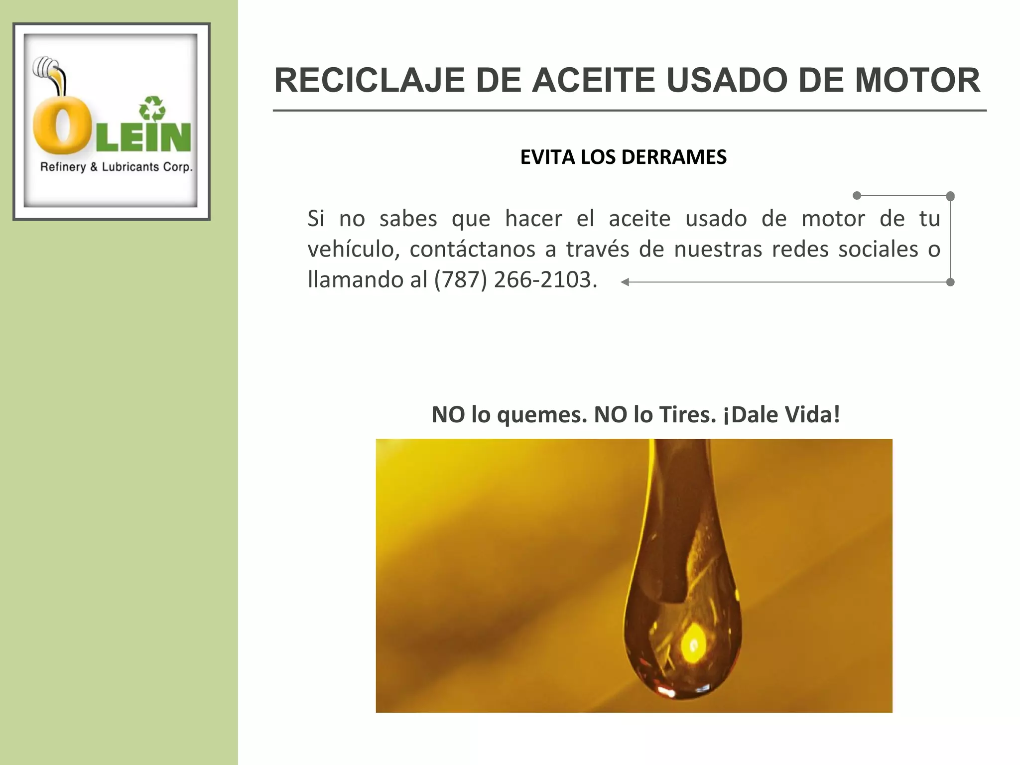 Derrames de aceite de motor usado - Olein Recovery | PPT | Auto Repair ...