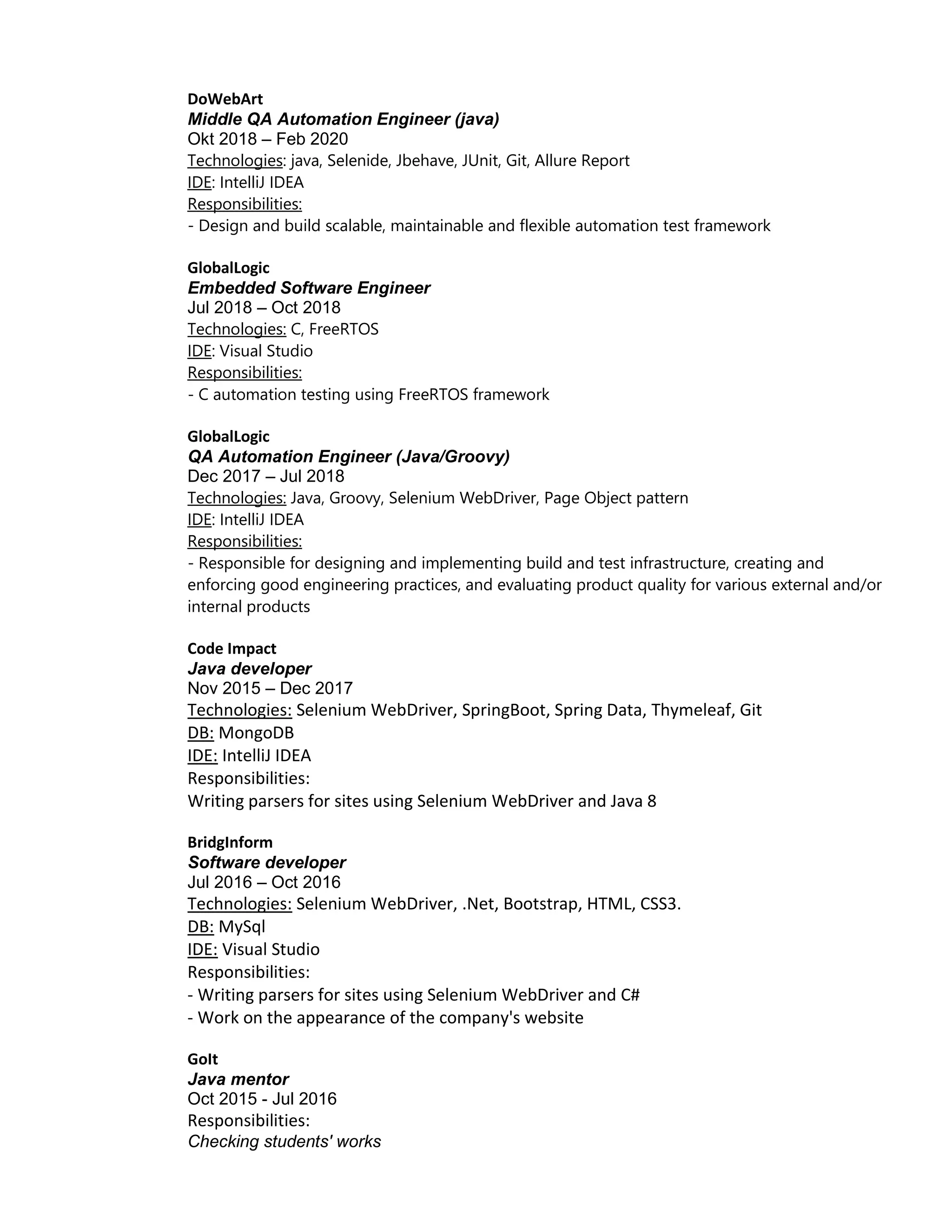 Oleksandr Pavlov CV | PDF