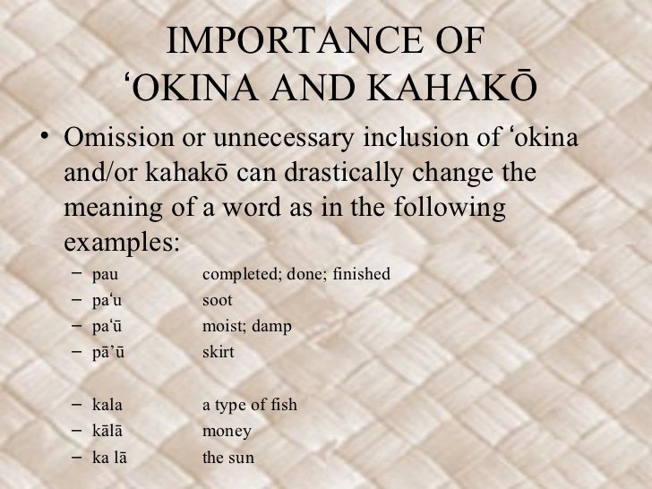 Directioin of hawaiian okina - lasopasites