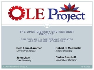 OLE Project at ALA 2009 LITA Emerging Technologies Interest Group | PPT