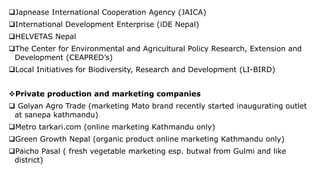 present status of vegetable production and different organization ...