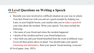 O level English 04. Speech Writing. Code. 104. pptx | PPTX