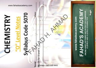 O'Levels Chemistry Notes (GCE and IGCSE) | PDF