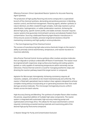 Olfactory Precision China's Specialized Reactor Systems for Accurate ...