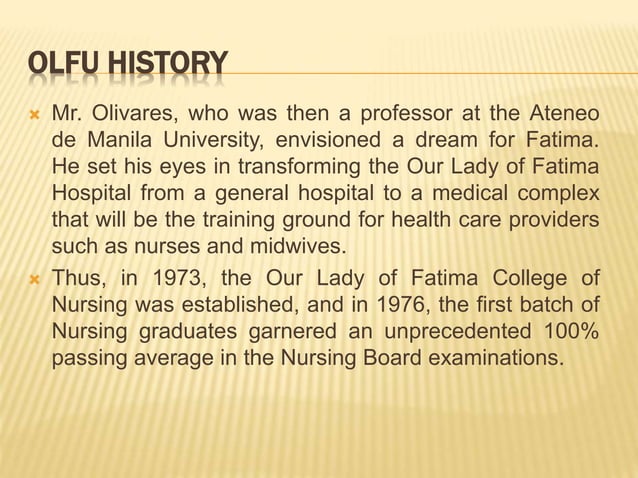 OLFU MISSION,VISSION, HISTORY AND CORE VALUES.pptx | Professional ...