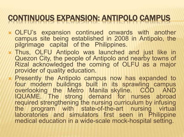 OLFU MISSION,VISSION, HISTORY AND CORE VALUES.pptx | Professional ...