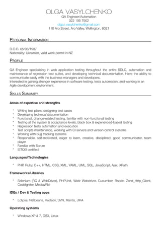 Olga Vasylchenko CV | PDF
