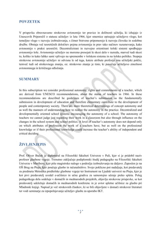 AVTONOMNOST UČITELJA IN UDEJANJANJE UČITELJEVIH PRAVIC V KONTEKSTU ŠOLE | PDF