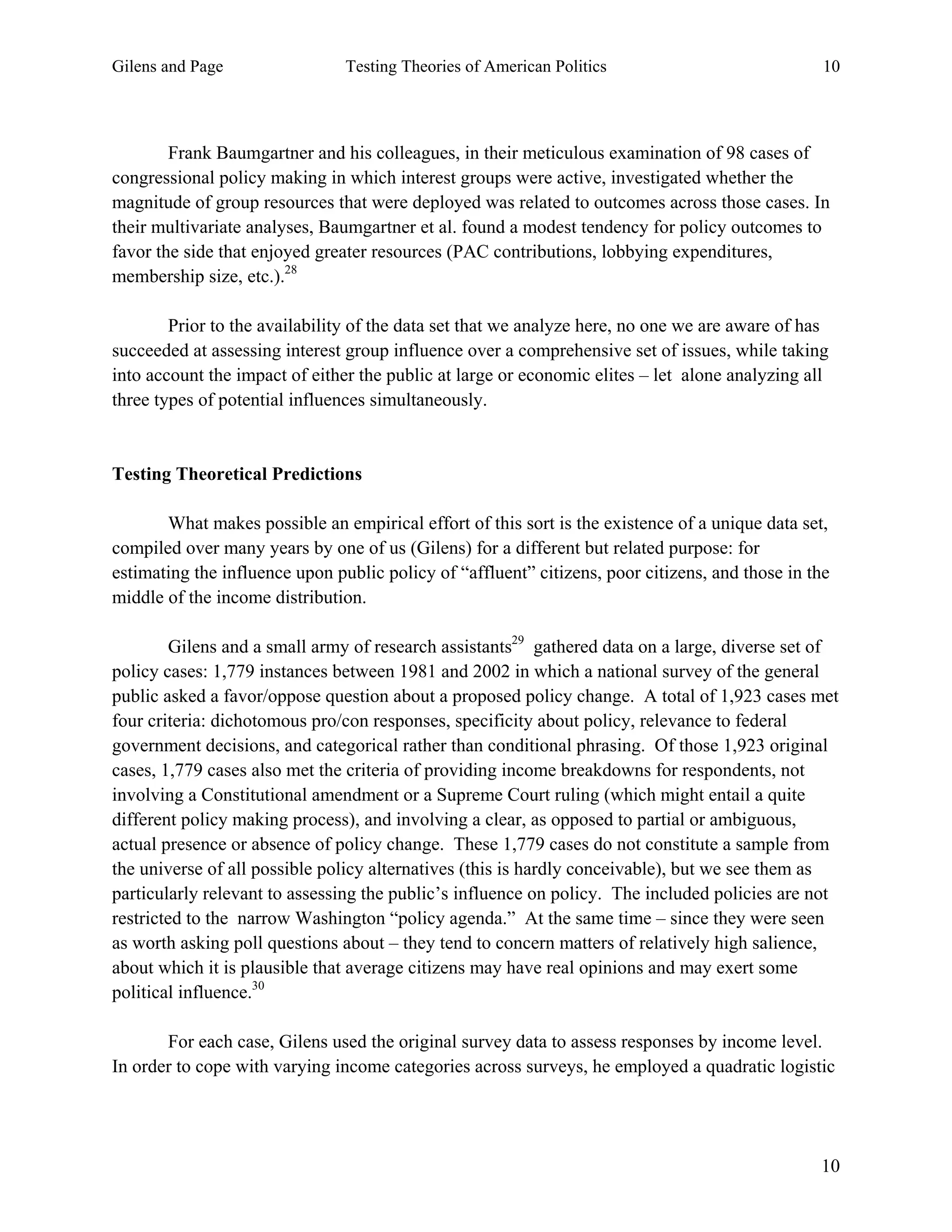 Oligarchy rules democracy: Testing Theories of American Politics ...