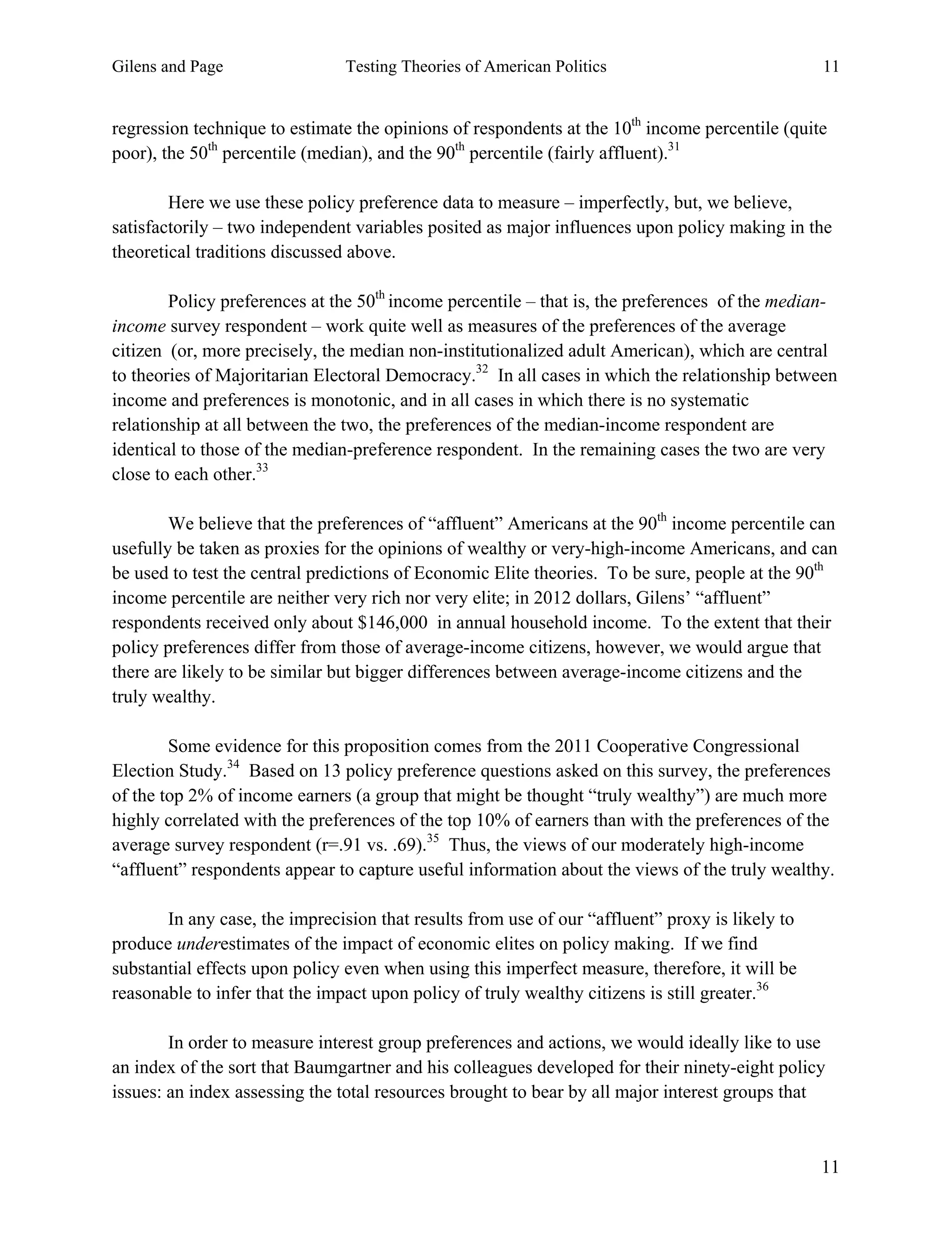 Oligarchy rules democracy: Testing Theories of American Politics ...