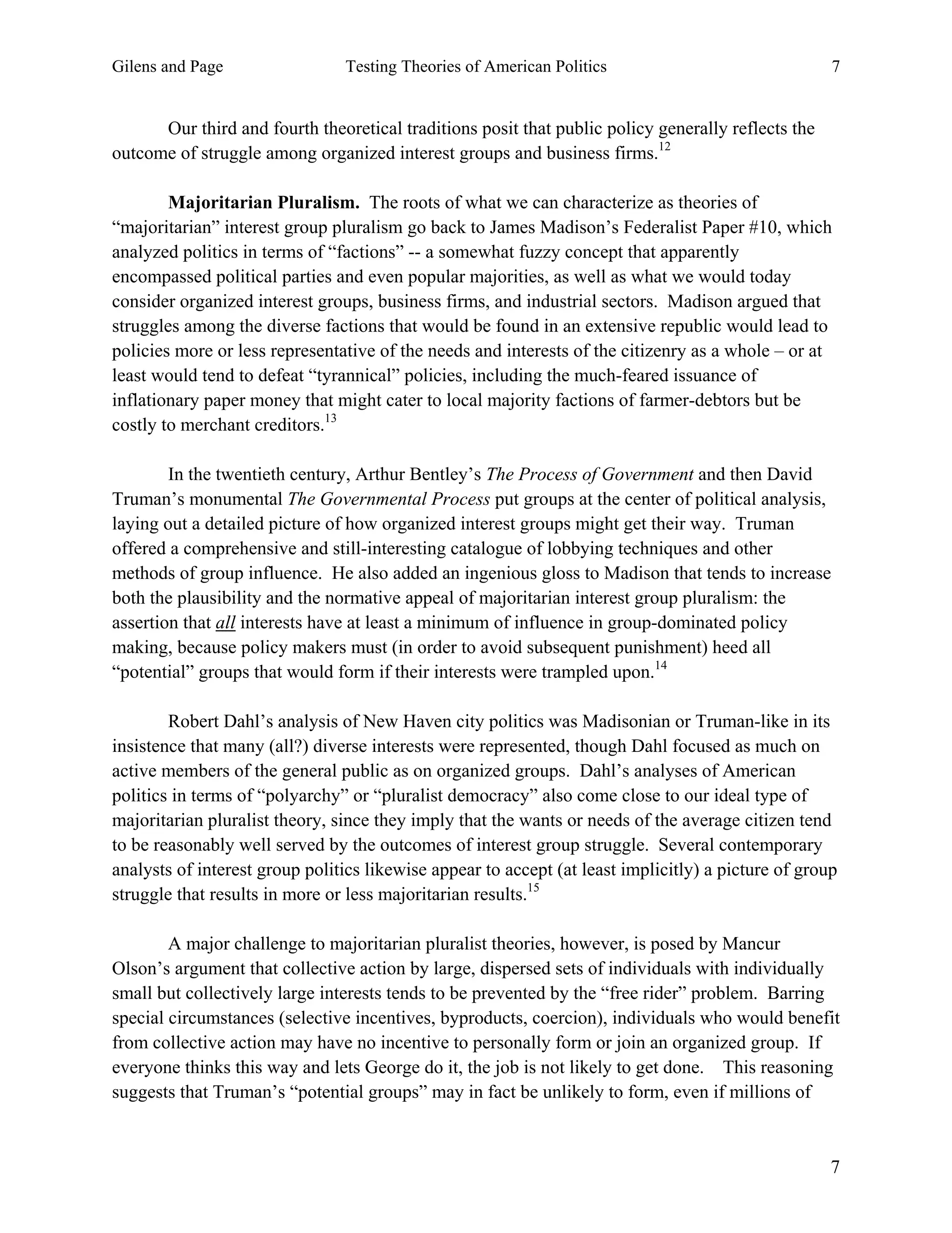 Oligarchy rules democracy: Testing Theories of American Politics ...