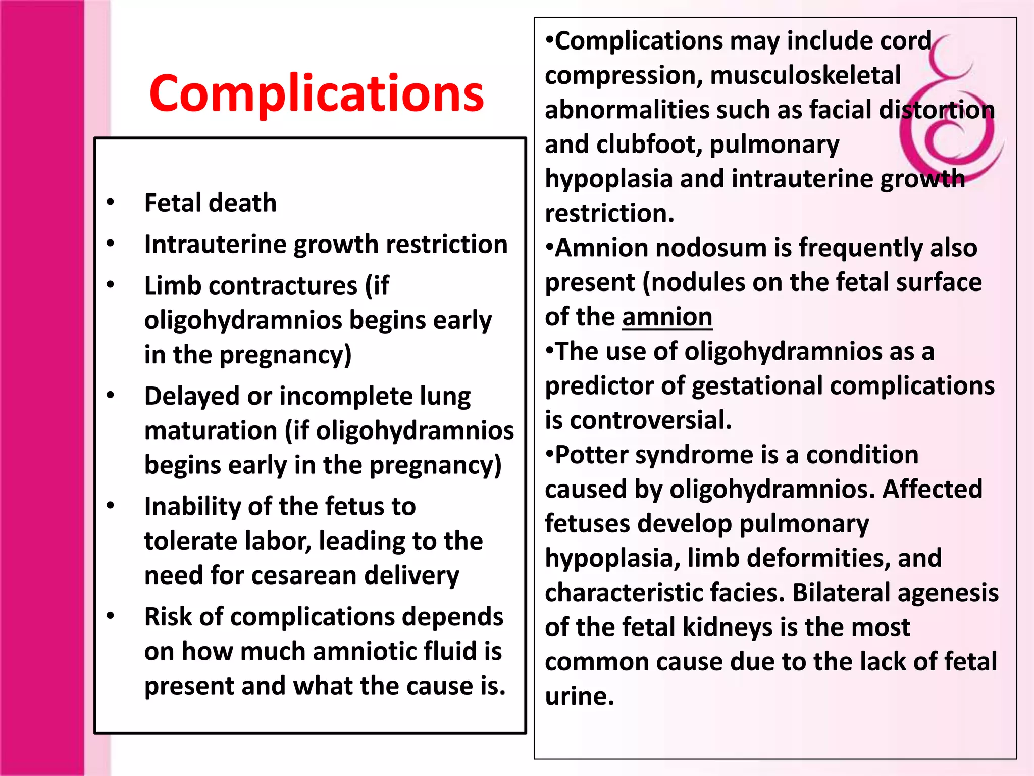 Oligohydramnios by dr alka mukherjee dr apurva mukherjee nagpur m.s. | PPTX