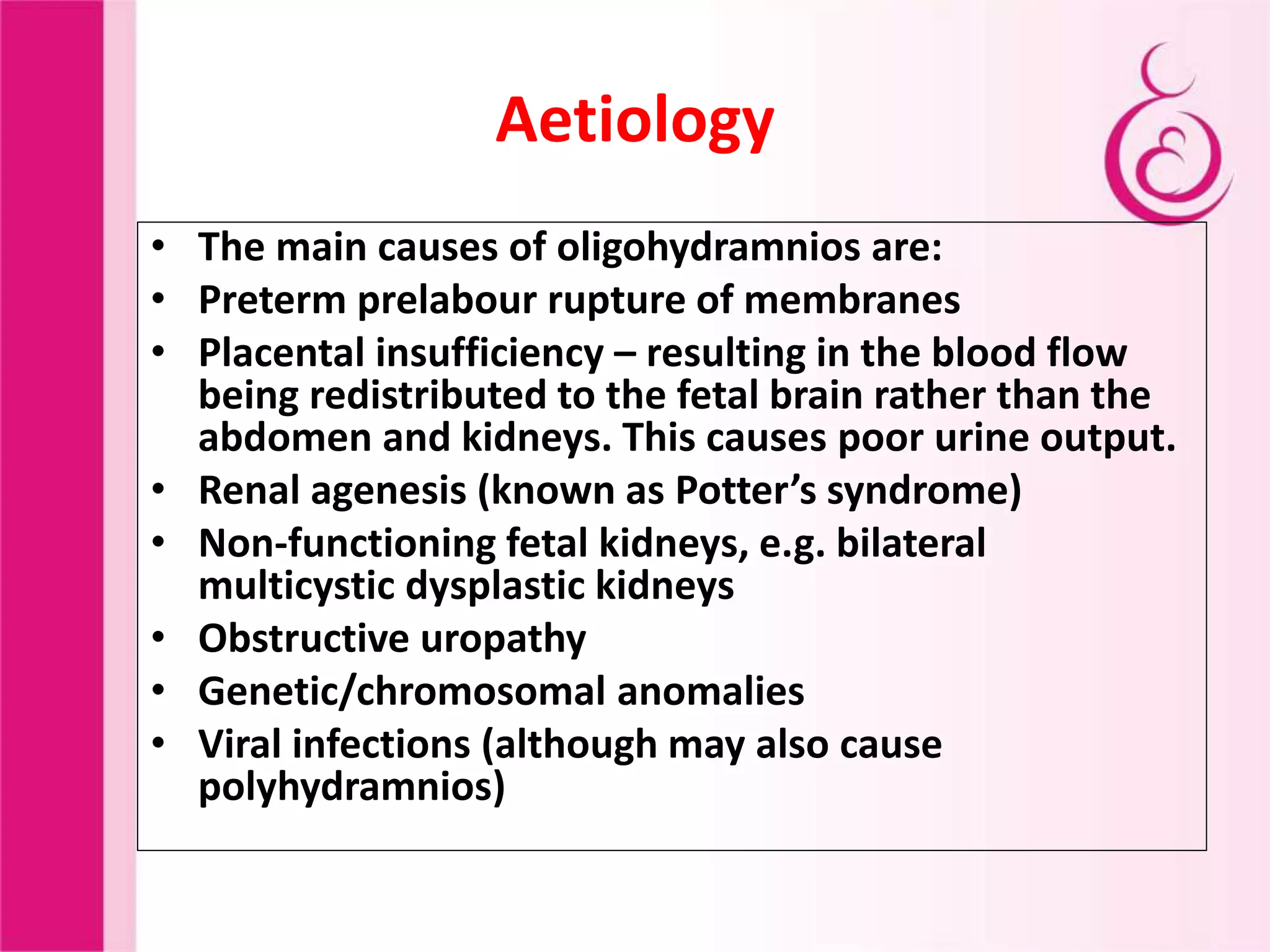 Oligohydramnios by dr alka mukherjee dr apurva mukherjee nagpur m.s. | PPTX