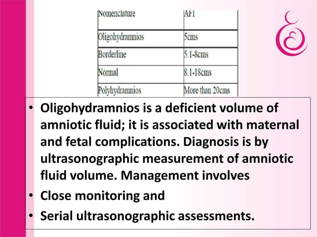 Oligohydramnios by dr alka mukherjee dr apurva mukherjee nagpur m.s ...