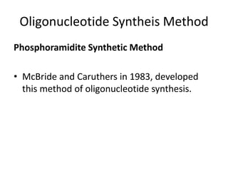 Oligonucleotide synthesis - Problems and Challenges | PPTX