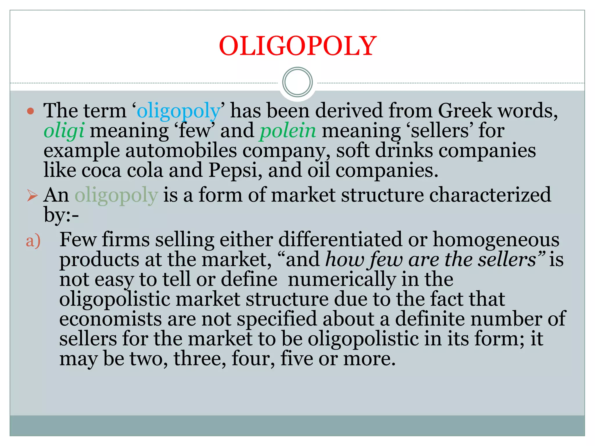 Oligopoly: Price leadership, its types and difficult | PPTX