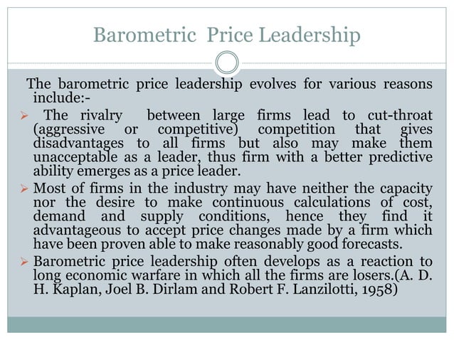 Oligopoly: Price leadership, its types and difficult | PPTX | Large ...
