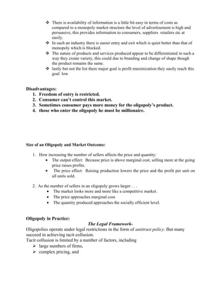 Oligopoly Assignment | DOC | Business | Business and Finance