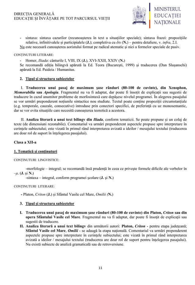 Olimpiada limbi clasice (latina + greaca veche) | PDF