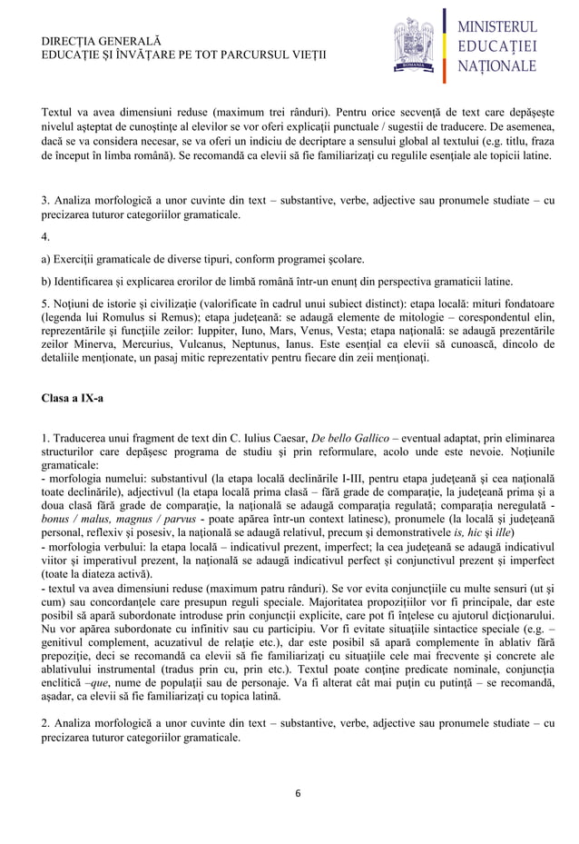 Olimpiada limbi clasice (latina + greaca veche) | PDF