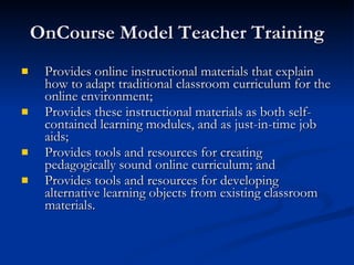 OnCourse Instructional Design Model | PPT