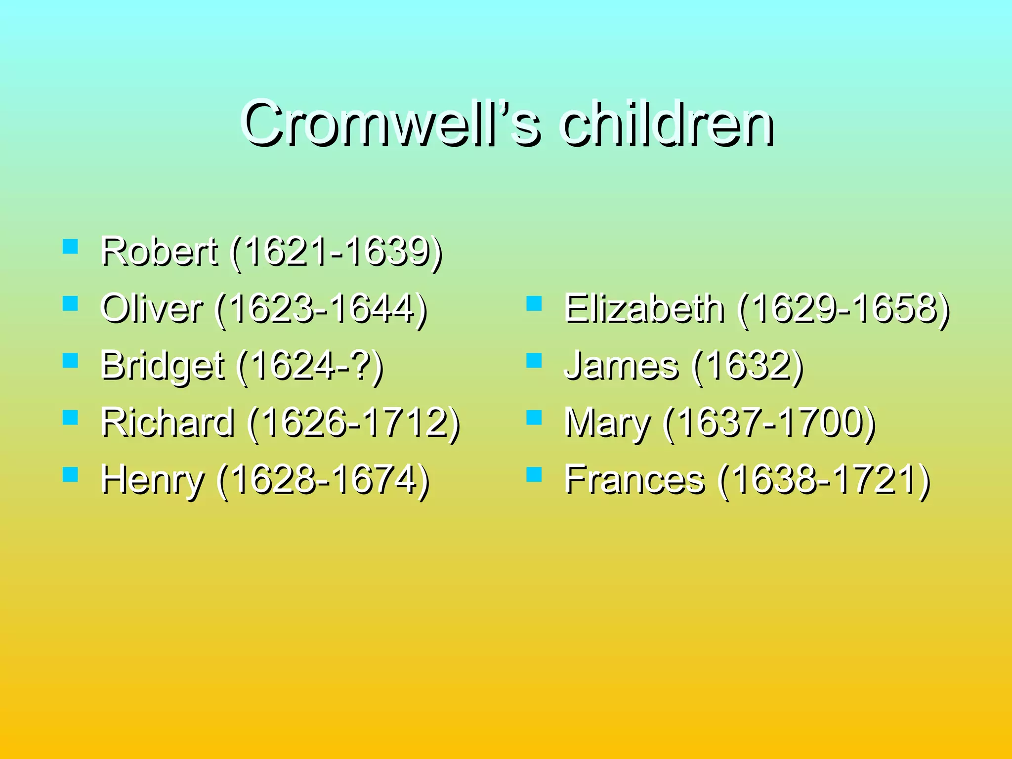 Oliver cromwell-the dark horse | PPT