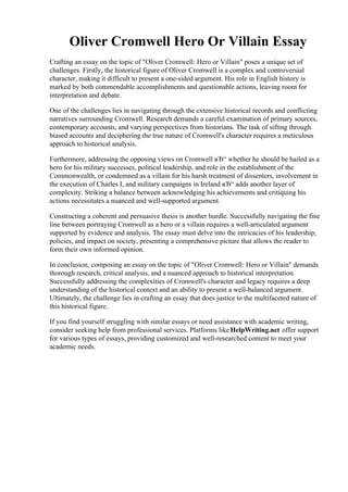 Oliver Cromwell Hero Or Villain Essay.pdf