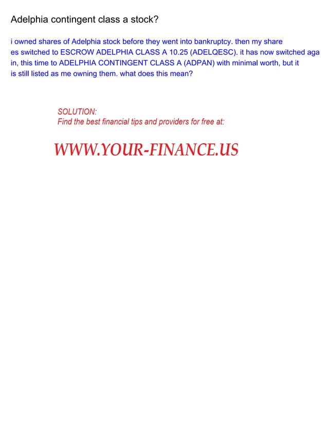 Adelphia contingent class a stock? | PDF