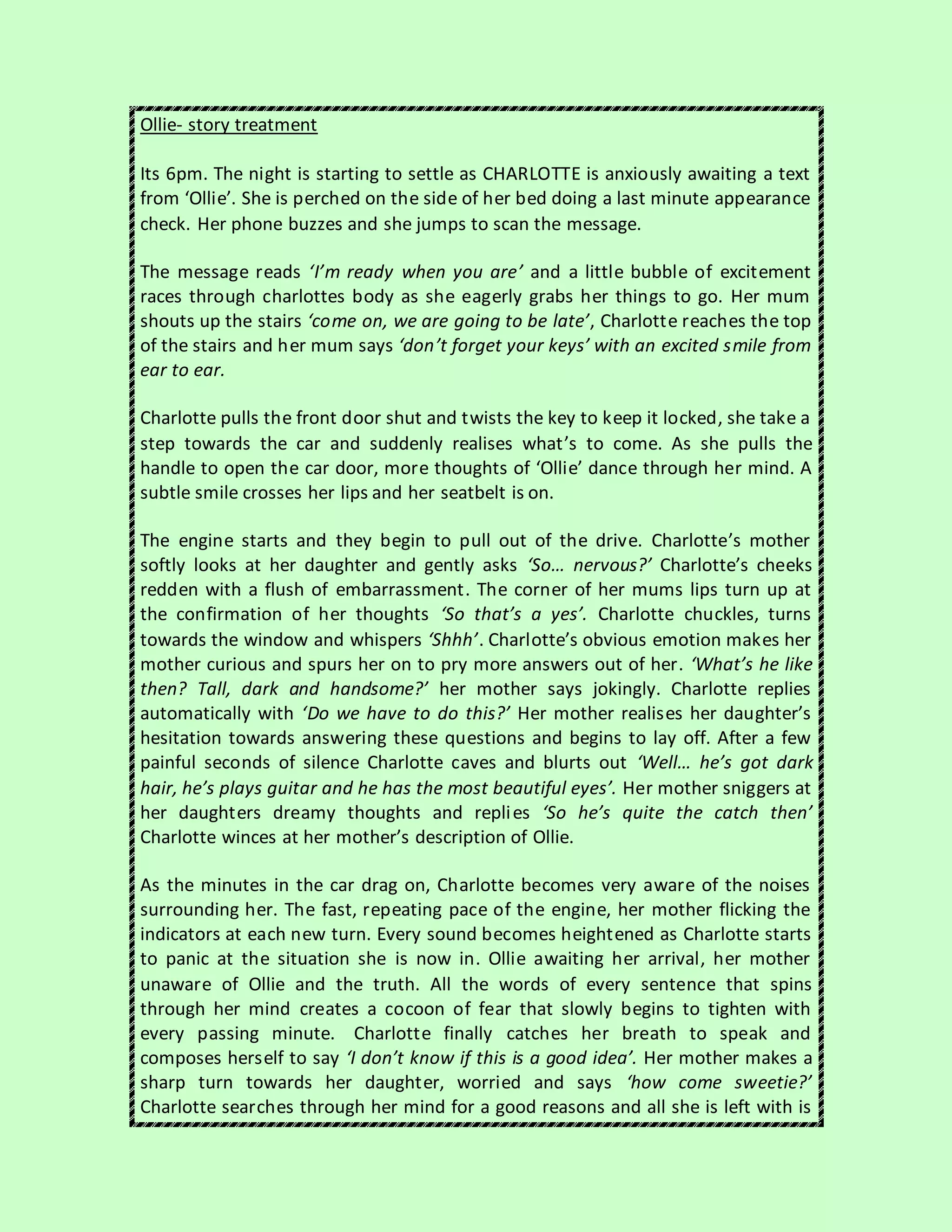 Ollie- treatment story line | DOCX