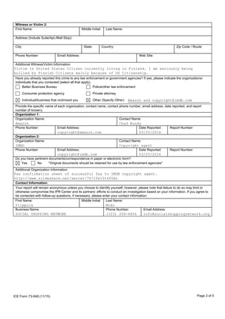 ICE Homeland Security Complaint on Director Olli Saarela | PDF