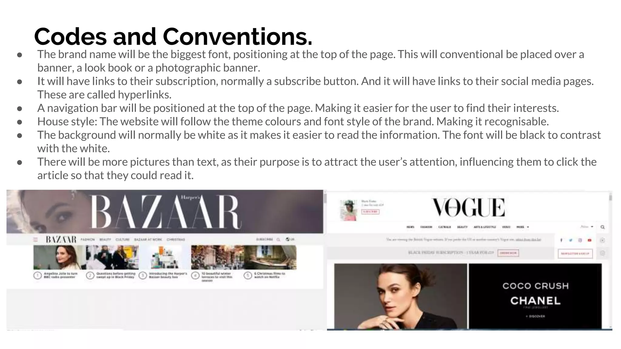 Codes and conventions of fashion websites | PPTX