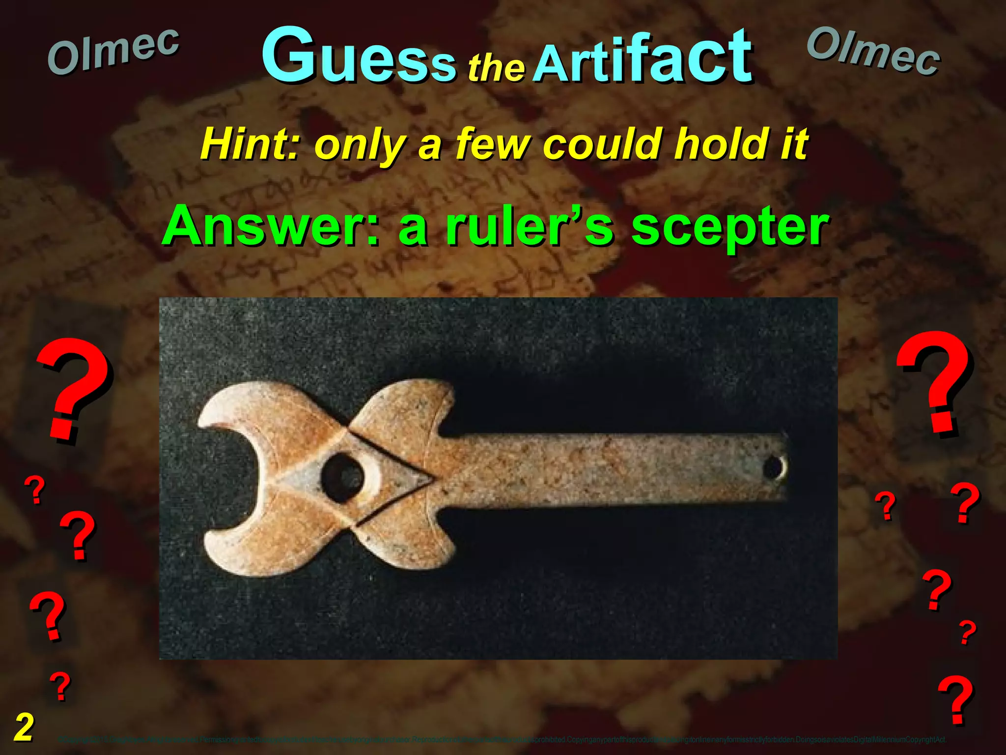 Olmec guesstheartifactgameengagingpp twithpicturescluesanswers | PPT