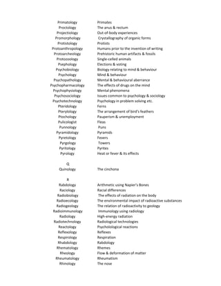 The '-Ologies' dictionary | PDF