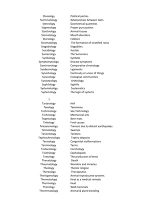The '-Ologies' dictionary | PDF