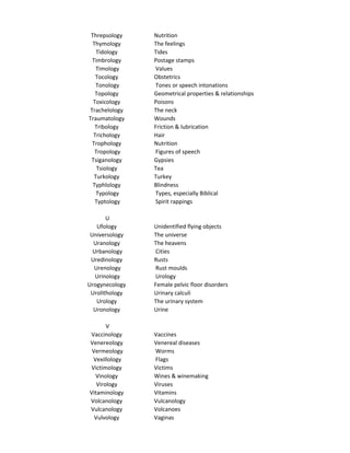 The '-Ologies' dictionary | PDF