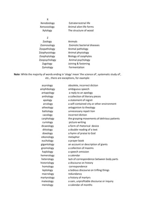 The '-Ologies' dictionary | PDF