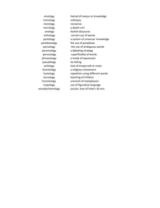 The '-Ologies' dictionary | PDF