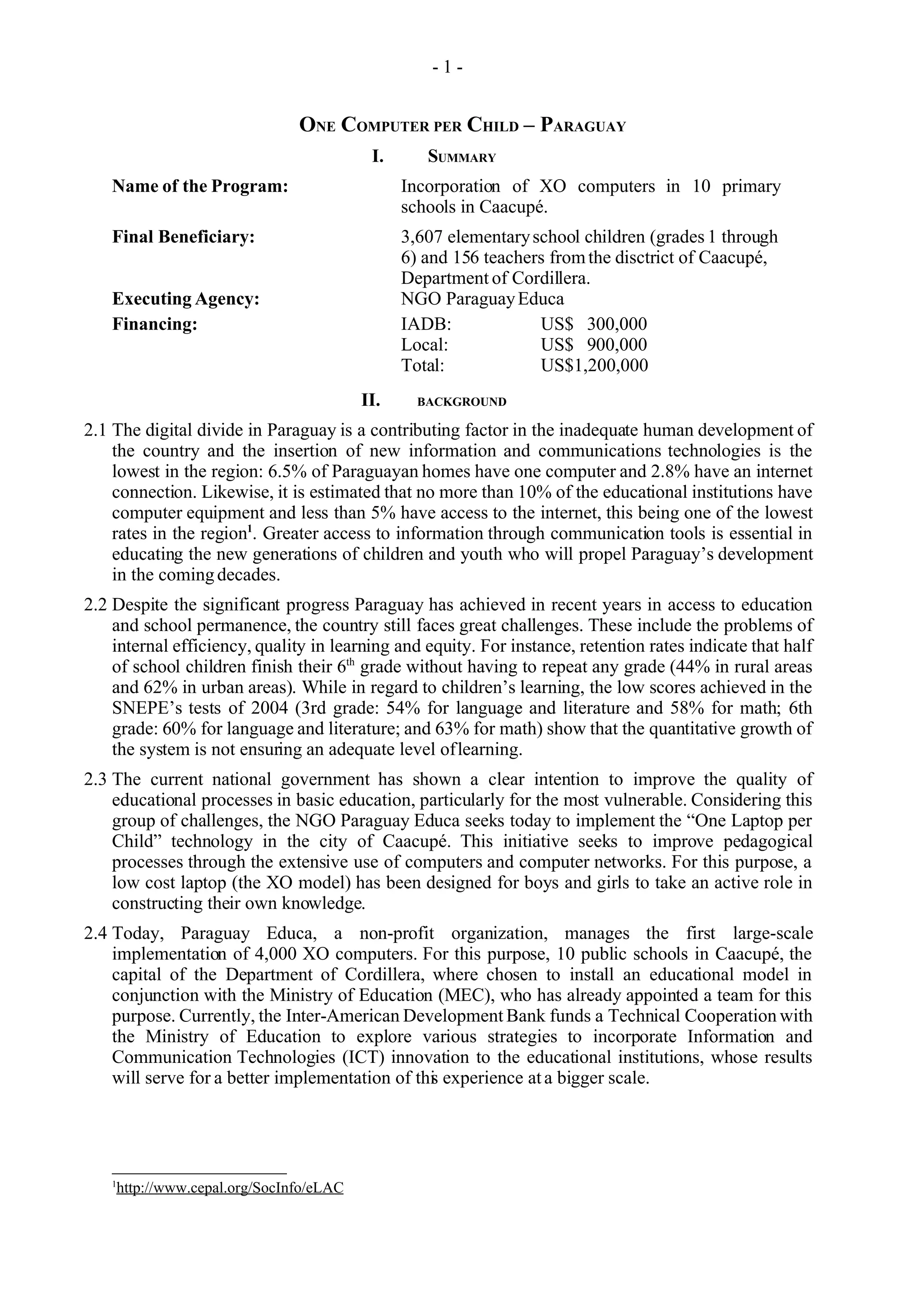 OLPC in Paraguay | PDF