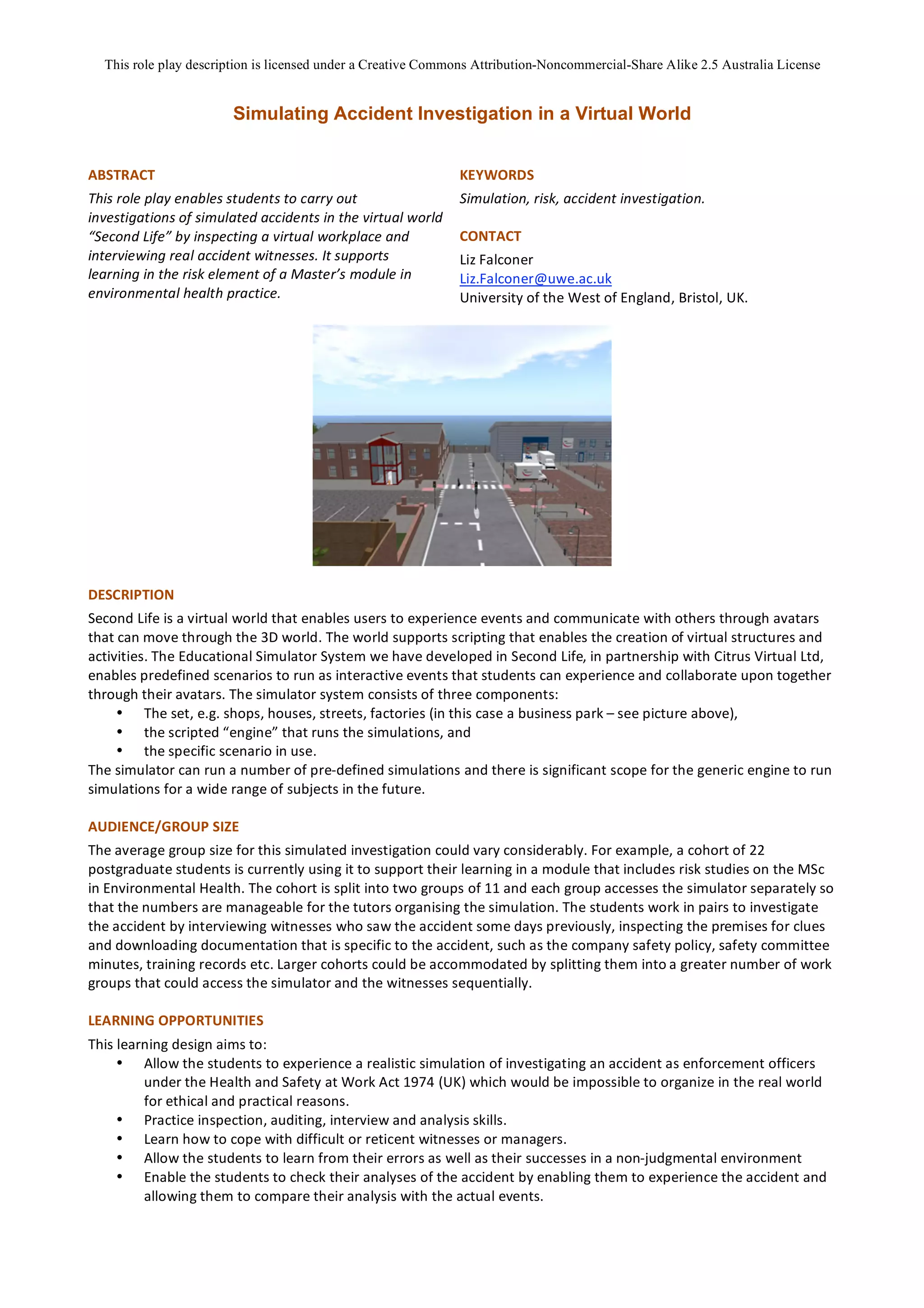 Accident investigation online role play | PDF