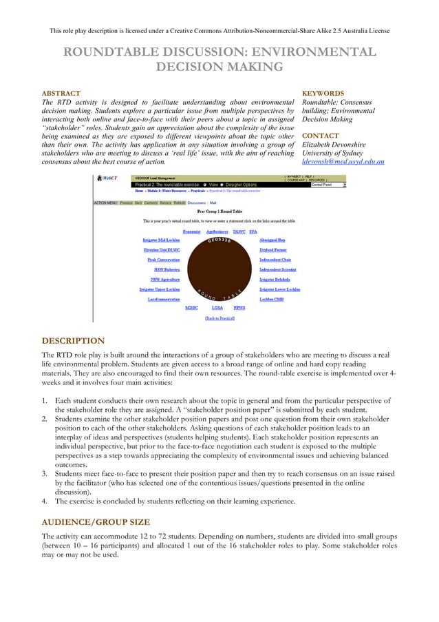 Environmental decision making-roundtable | PDF