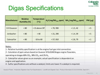 Operation of Internal Combustion Engines on Digas for Electricity ...
