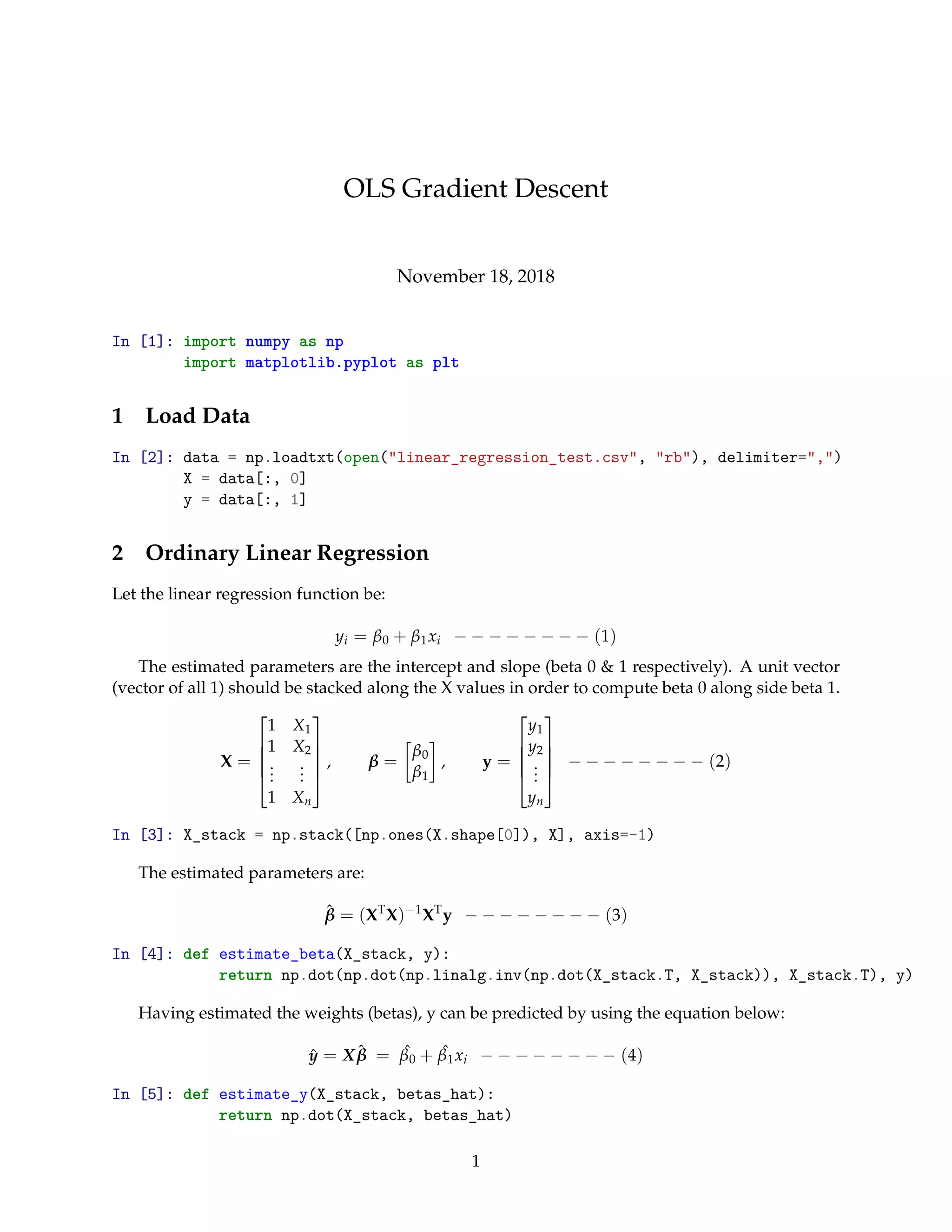 OLS gradient descent | PDF | Physics | Science