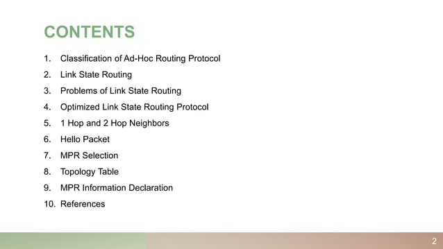 OLSR | Optimized Link State Routing Protocol | PPTX